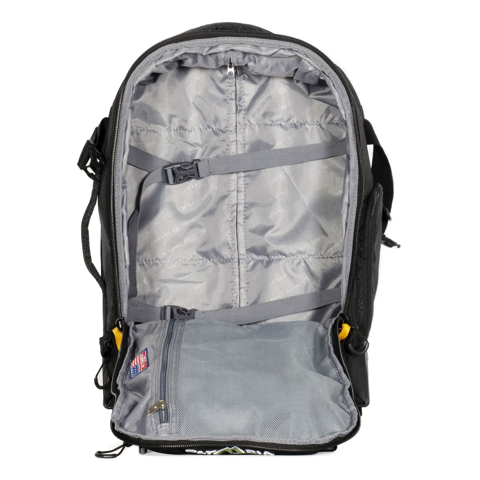 Olympia USA Cascade 20" Outdoor Rolling Backpack Carry On Travel Bag with Hideaway Straps and Comfort Grip Handles, Black