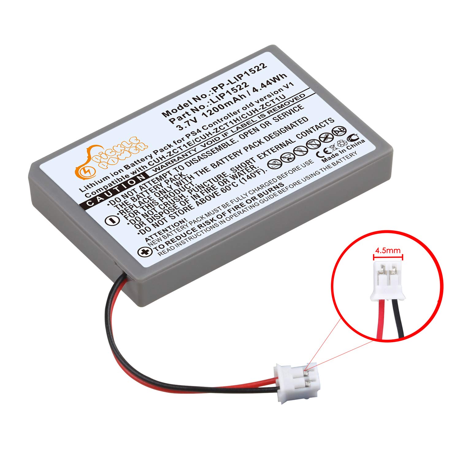 Pickle Power LIP1522 PS4 Battery Replacement for Playstation 4 PS4 Dualshock 4 CUH-ZCT1E CUH-ZCT1H CUH-ZCT1U Wireless Controller(Big Plug)