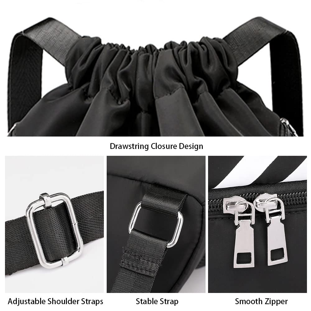 ONSHONE 2023 New Gym Sports Backpack, Drawstring Backpack with Shoe Compartment and Water Bottle Mesh Pocket, Draw String Back Bag for Women Men