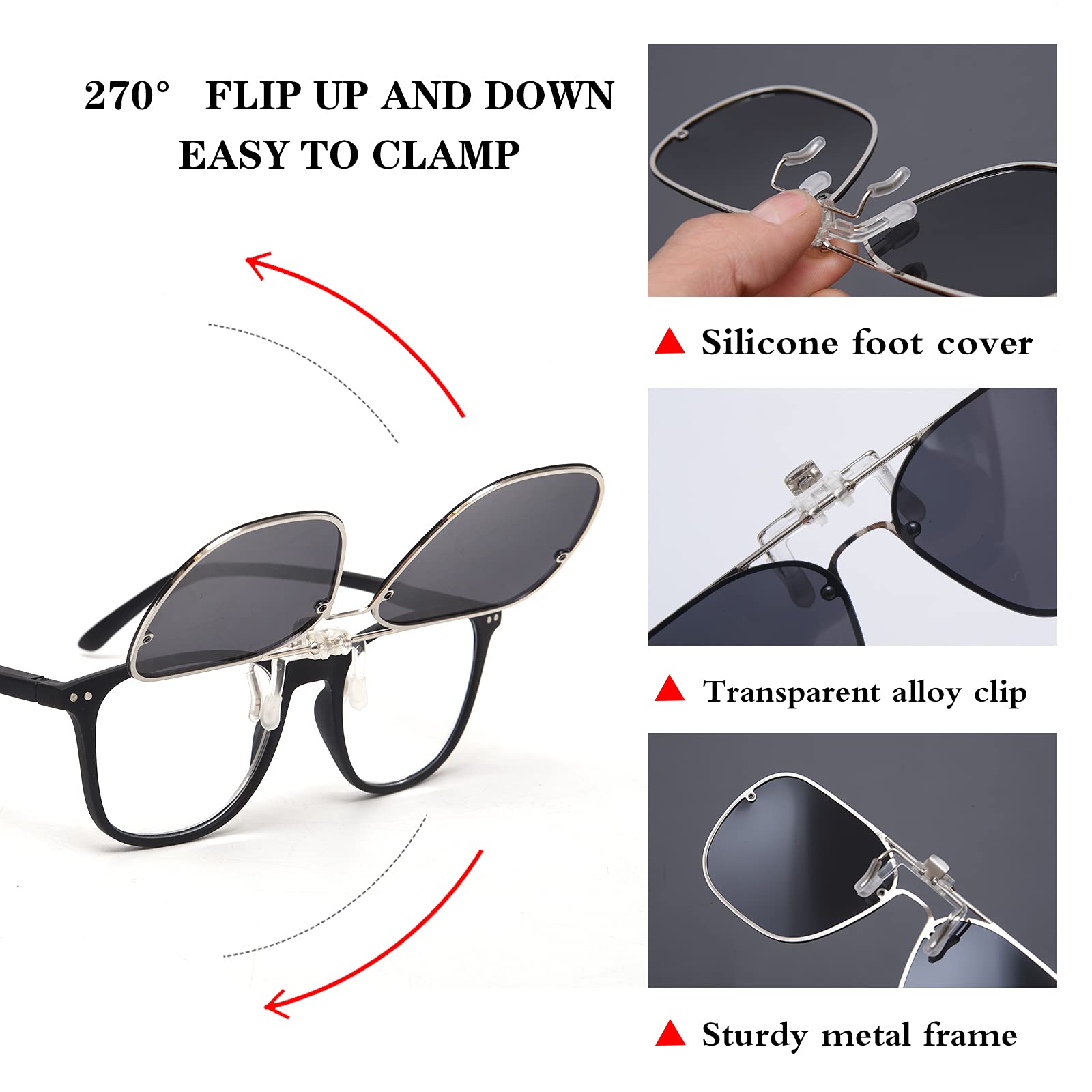 TERAISE Clip On Sunglasses Flip up HD Polarized Unisex for Outdoor/Driving UV400