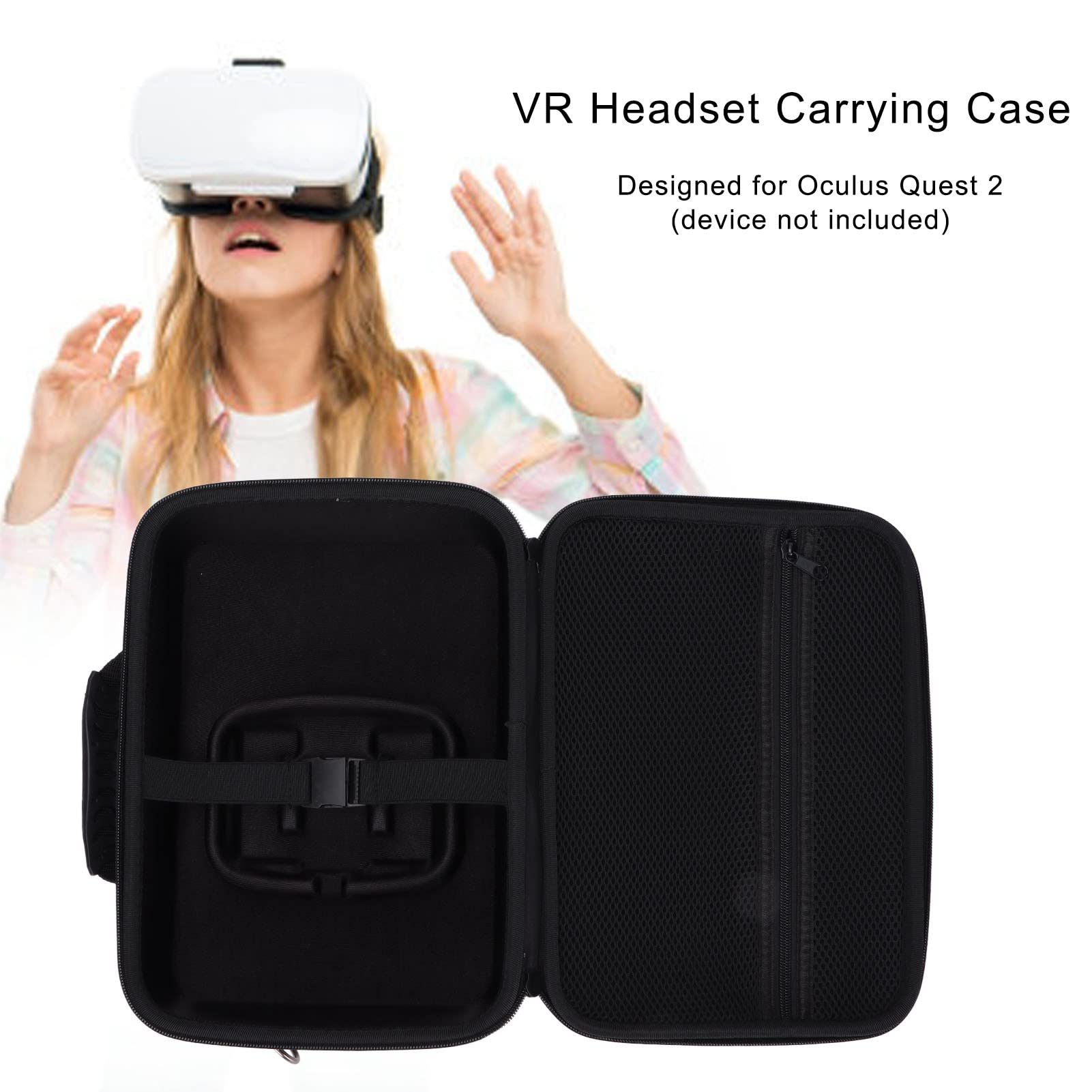 VR Headset Protective Travel Case, Portable Full Protection Dustproof VR Gaming Headset Hard Shell Case for Quest 2(grey)