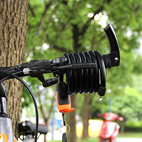 UPPVTE Mountain Bike Bicycle Cable Lock,Fixed Anti-Theft Steel Chain Lock Bicycle Accessories with Mounting Bracket with 2 Keys Anti-Theft Lock (Color : Black, Size : 1.8M)