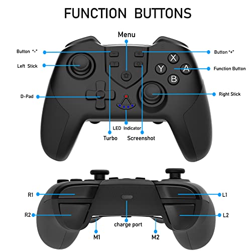 TERIOS Wireless Pro Controller Compatible with Nintendo Switch,Switch Lite - Premium Joypad for Video Games - 3 Levels of Turbo Speed - Adjustable Vibration Intensity - 800mAh Battery (Dark Black)