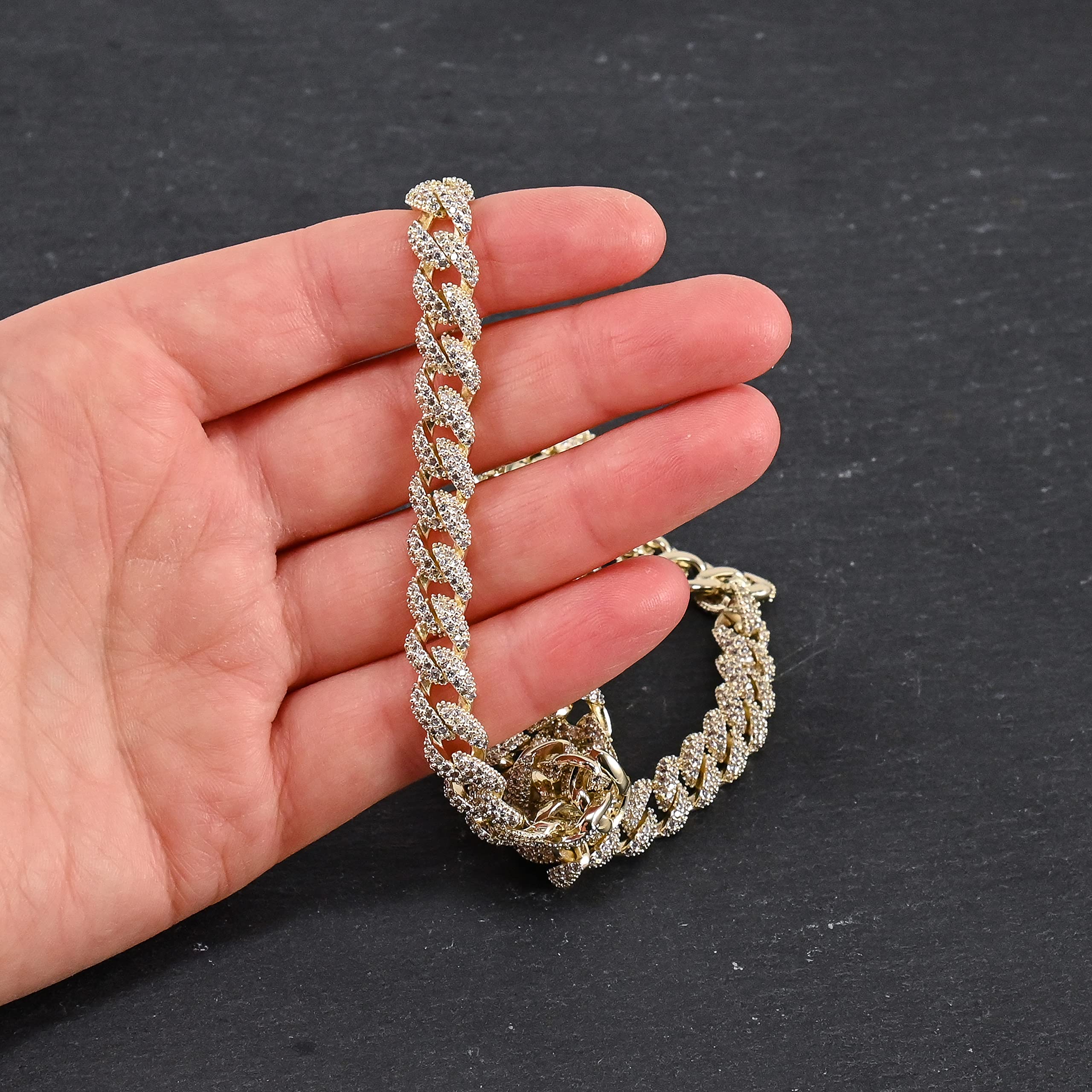 The GLD Shop 12MM Diamond Cuban Necklace, 22" - Gold