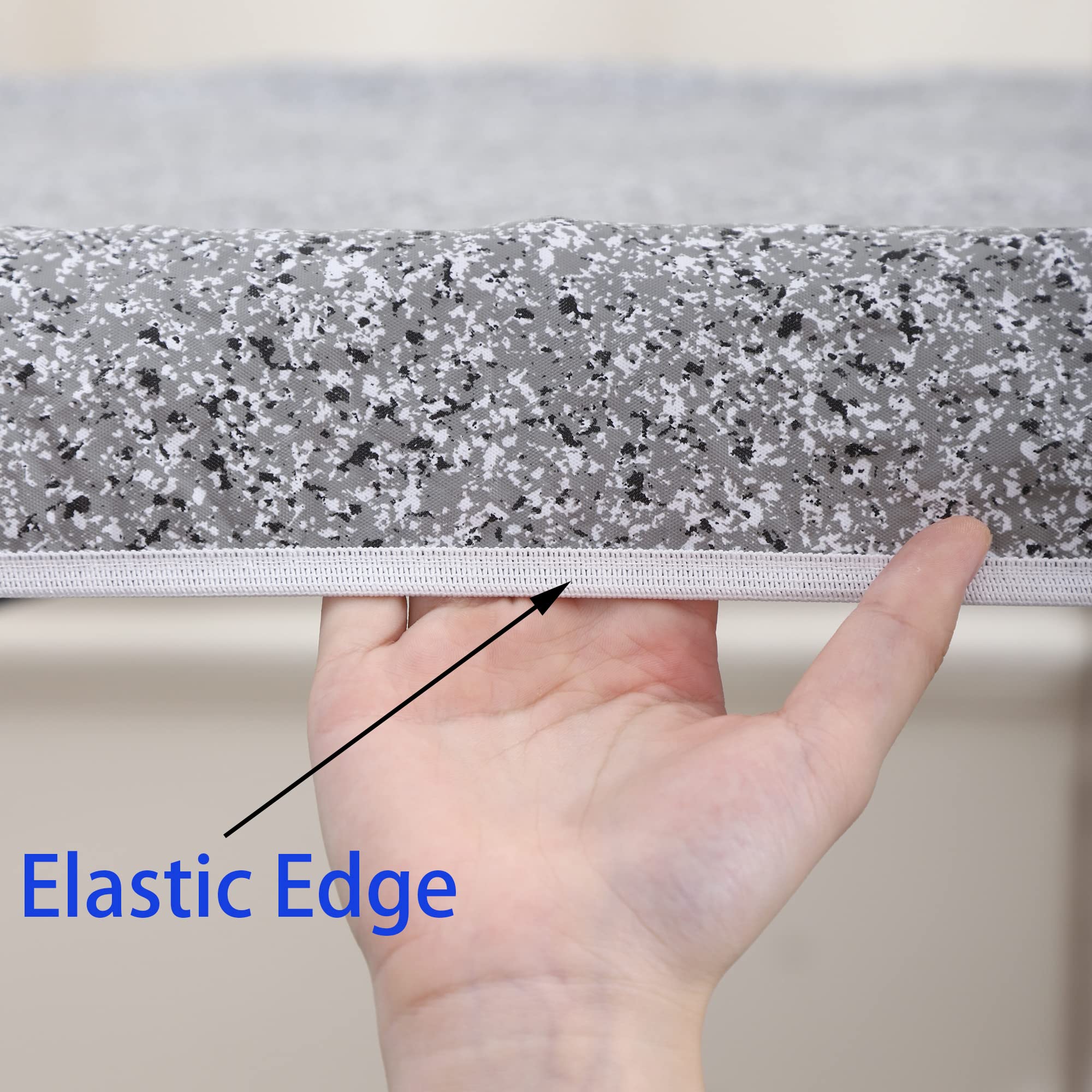 Tablecloth for Folding Table-Elastic Edged Flannel Backed Vinyl Fitted Table Cover Waterproof Oil-Proof PVC Table Cloth Stain-Resistant Wipeable (Gray Granite, 6Ft-30 x 72 Inch Rectangle Tight Fit)