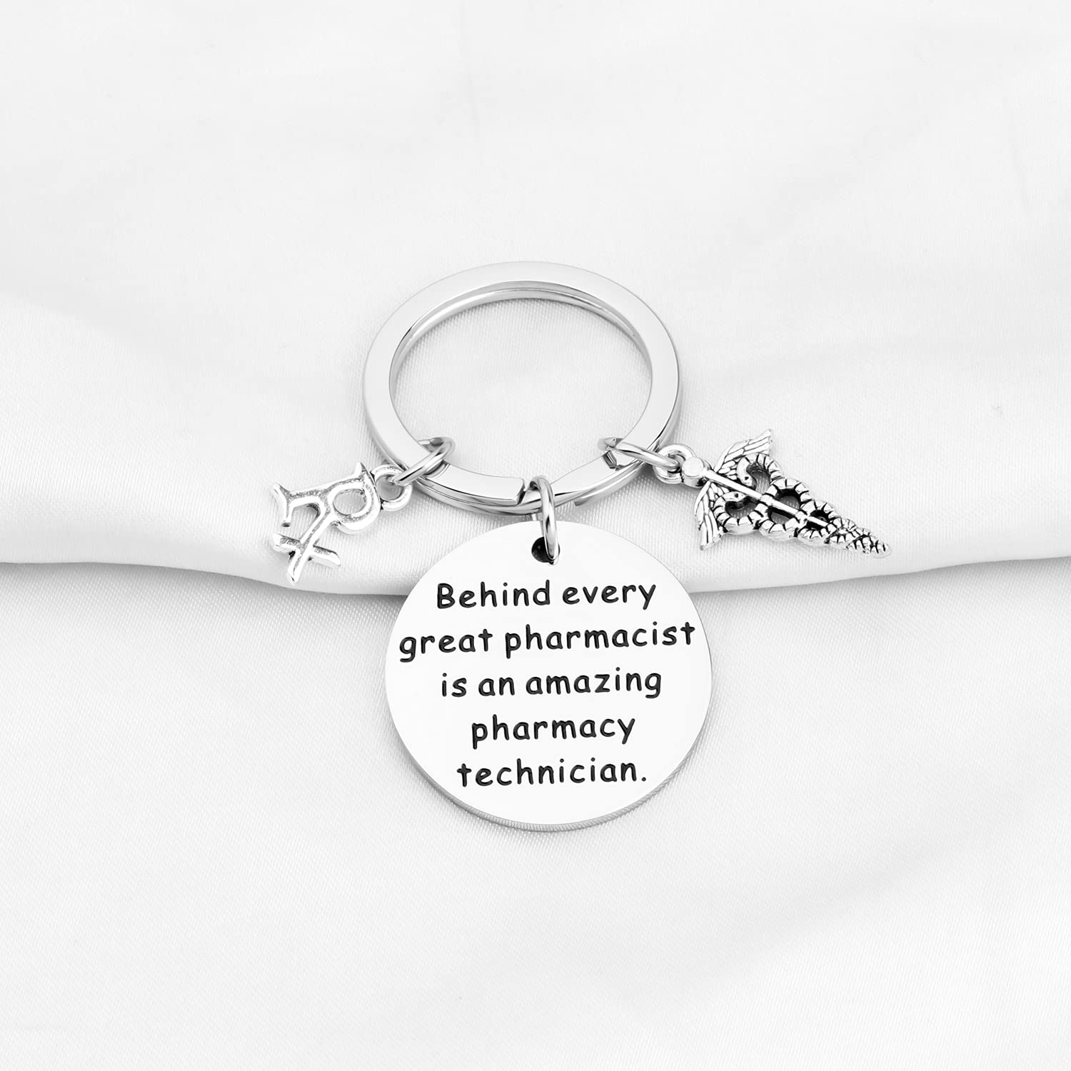 SEIRAA Pharmacy Pharmacist Gift RX Jewelry Behind Every Great Pharmacist is an Amazing Pharmacy Technician Keychain (RX Keychain)