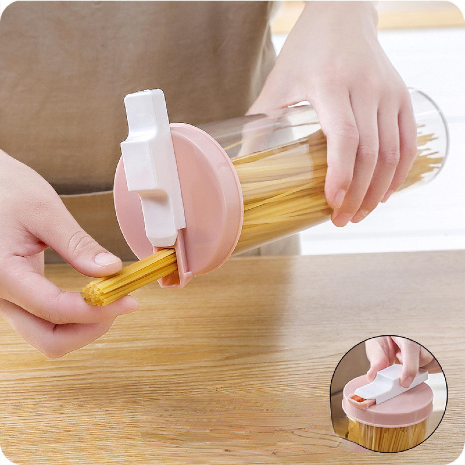 WEBERT Kitchen storage boxCreative storage jar sealed storage noodle kitchen hanging noodle storage box round pasta storage bucket blue