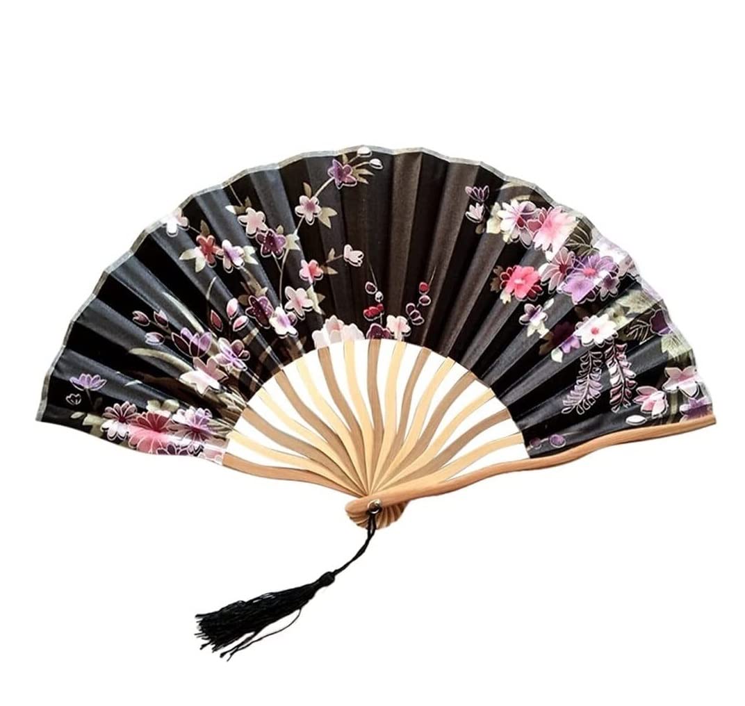 Twomech Folding Fan Chinese Style Hand Held Fan Bamboo Paper Folding Fan Party Wedding Decor Vintage for Wedding Party Decoration (Color : A, Size : 21CM)