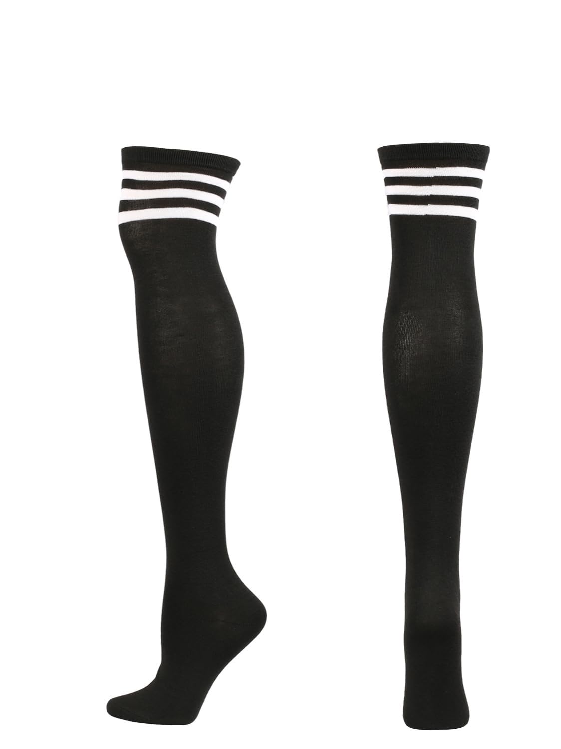 OMGREI Women Ladies Stripe Cotton Casual Long Socks Over Knee Socks Thigh Knee High Stockings Black White (black white)