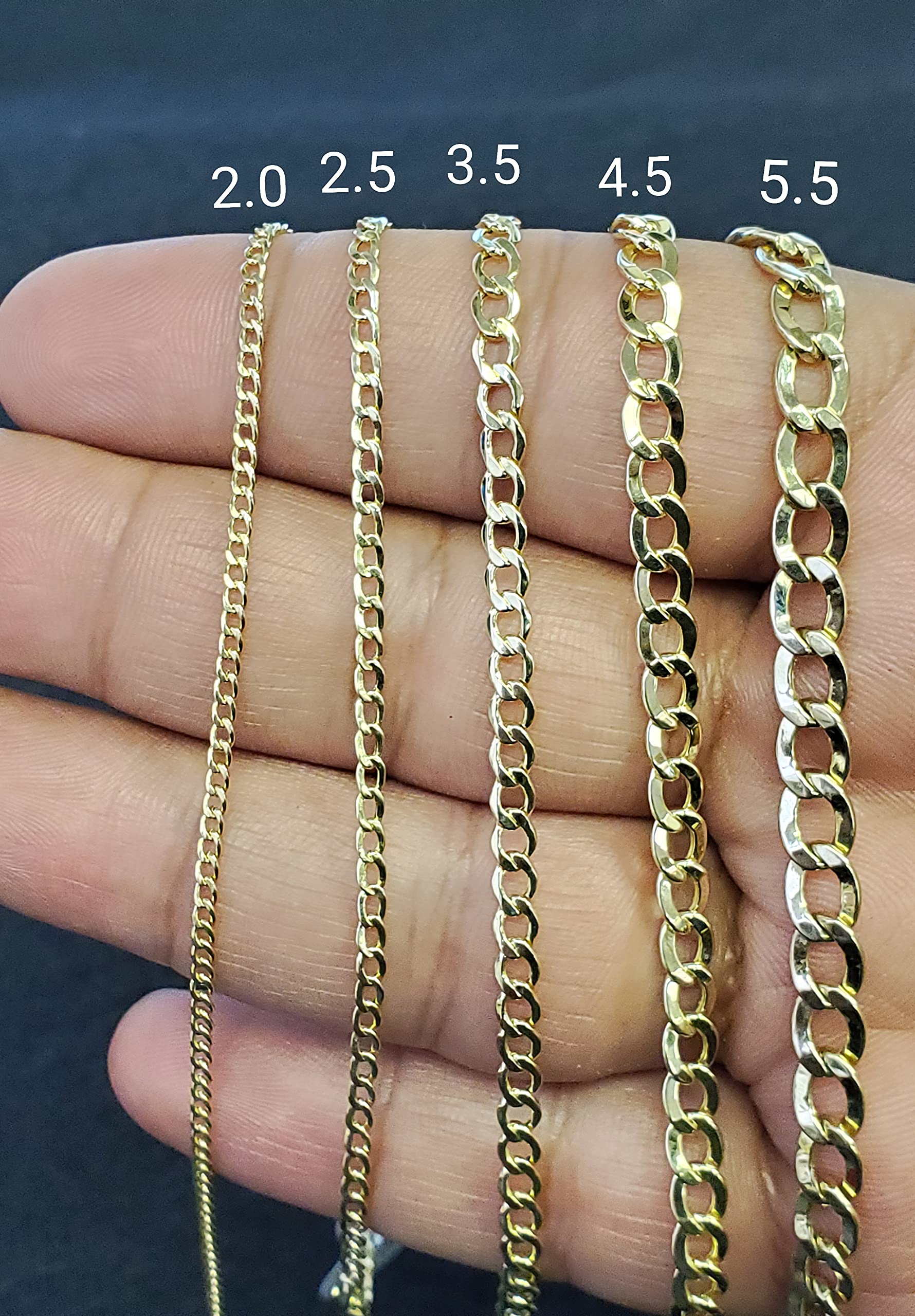 Real 10k Yellow Gold Hollow C-Link Men and Women Bracelet/Anklet 3.5 mm (10)