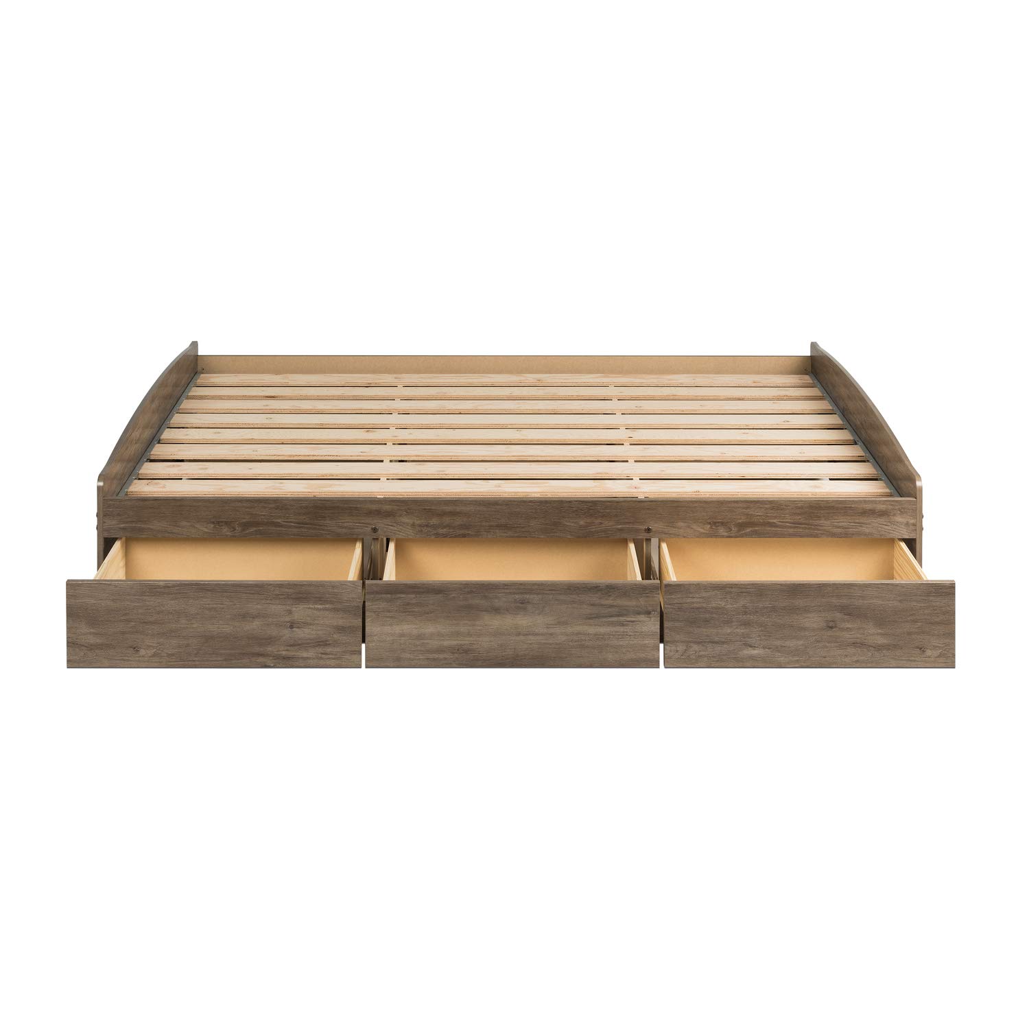 Prepac Mate's Queen 6-Drawer Minimalist Platform Storage Bed, Contemporary Queen Bed with Drawers 81.5" D x 63" W x 18.75" H, Drifted Gray, DBQ-6200-3K
