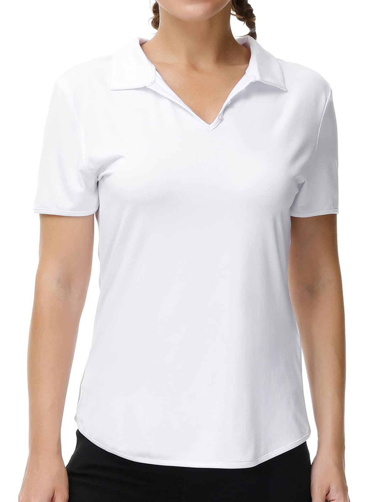 Women Short Sleeve Yoga Top Moisture Wicking Athletic Shirts Quick Dry Fitness Workout Activewear (Stripe White M)