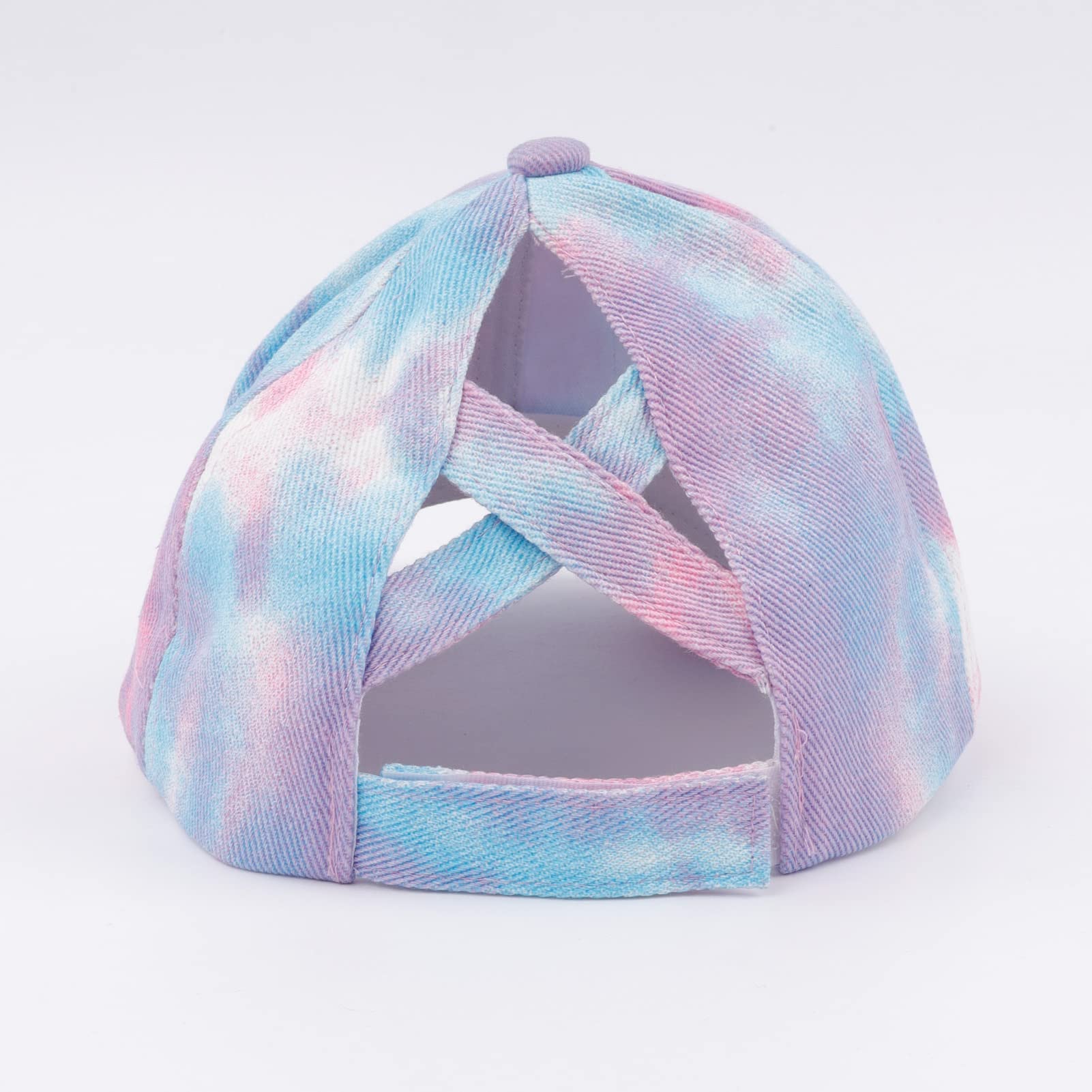 Tie Dye Criss Cross Ponytail Cap Adjustable High Messy Bun Ponycap Hiphop Baseball Cap for Women Men