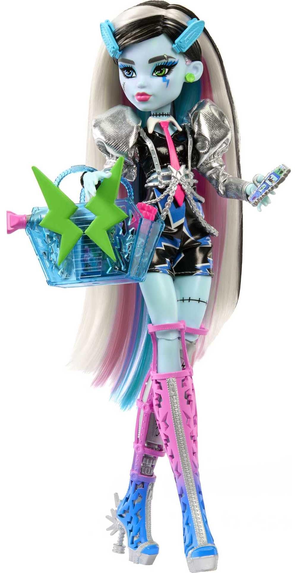 Monster High Doll, Amped Up Frankie Stein Rockstar with Instrument & Performance-Themed Accessories Like Headphones