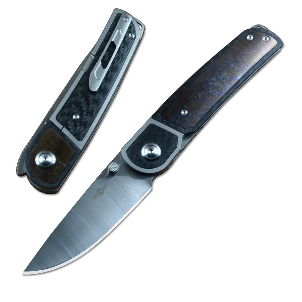 TwoSun TS342 Folding Knife Gentleman D2 Satin Blade TC4 Handle Outdoor Camping Hunting
