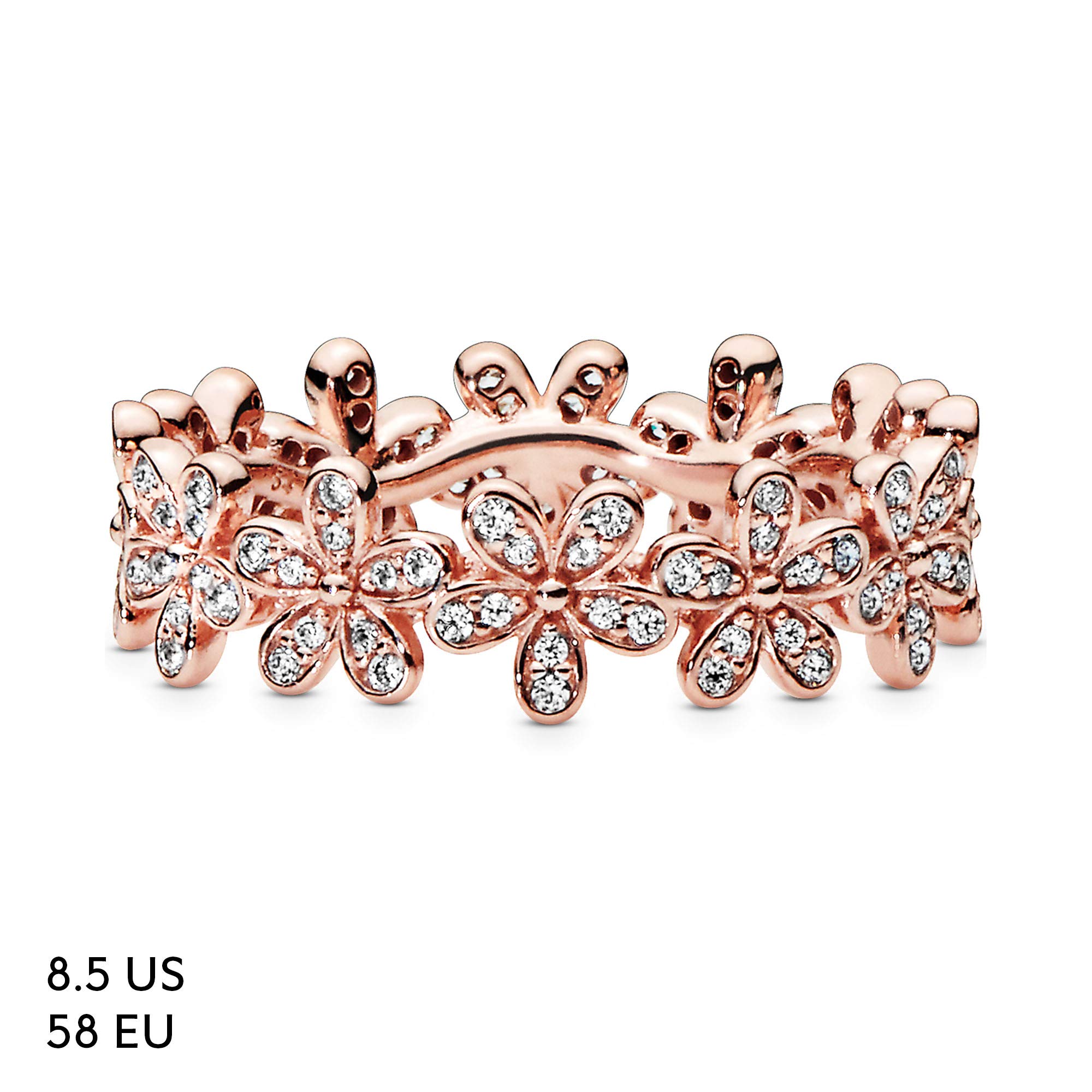 PANDORA Dazzling Daisy Ring, PANDORA Rose, Clear Cubic Zirconia, Size 8.5