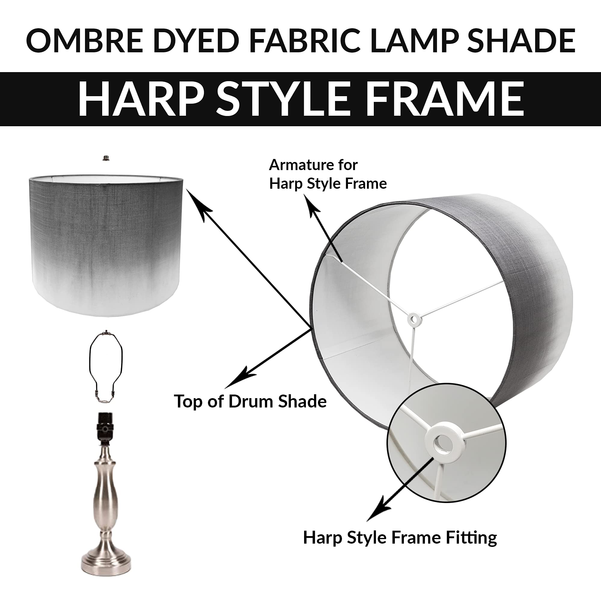 POPULAR LIFE HOME Twilight Ombre Dyed Fabric Lampshade | Hand Dyed, Ombre Color, Bohemian, Gray, 14" x 11β