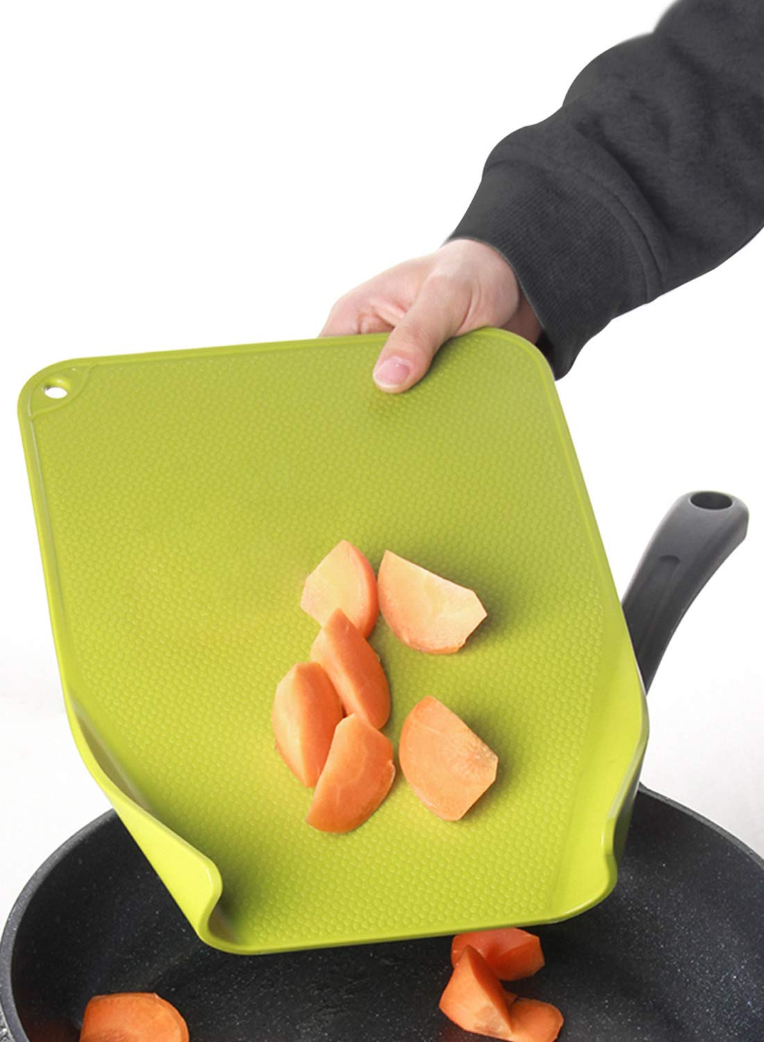XIZEN Kitchen Cutting Board (3-Piece Set)-PP material Easy to wash BPA-free,The bottom curling design makes food not easy to spill,Texture cut surface,Rubber bottom non-slip., Multicolor, YZ0003