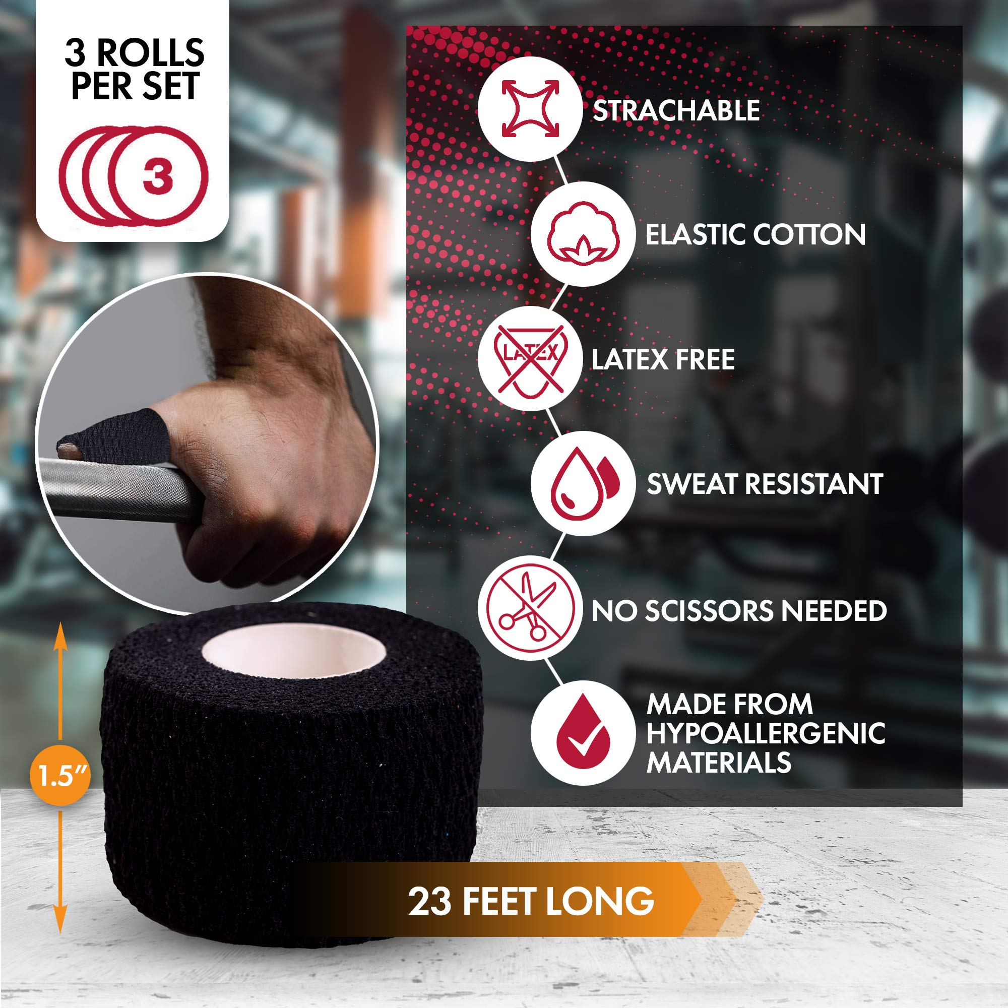 RxClub Liquid Sports Chalk - Hand Chalk Plus Three Weightlifting Tape That Improves Your Grip on The bar for Weight Lifting, Rock Climbing, Cross Training, Powerlifting & Pole Dancing
