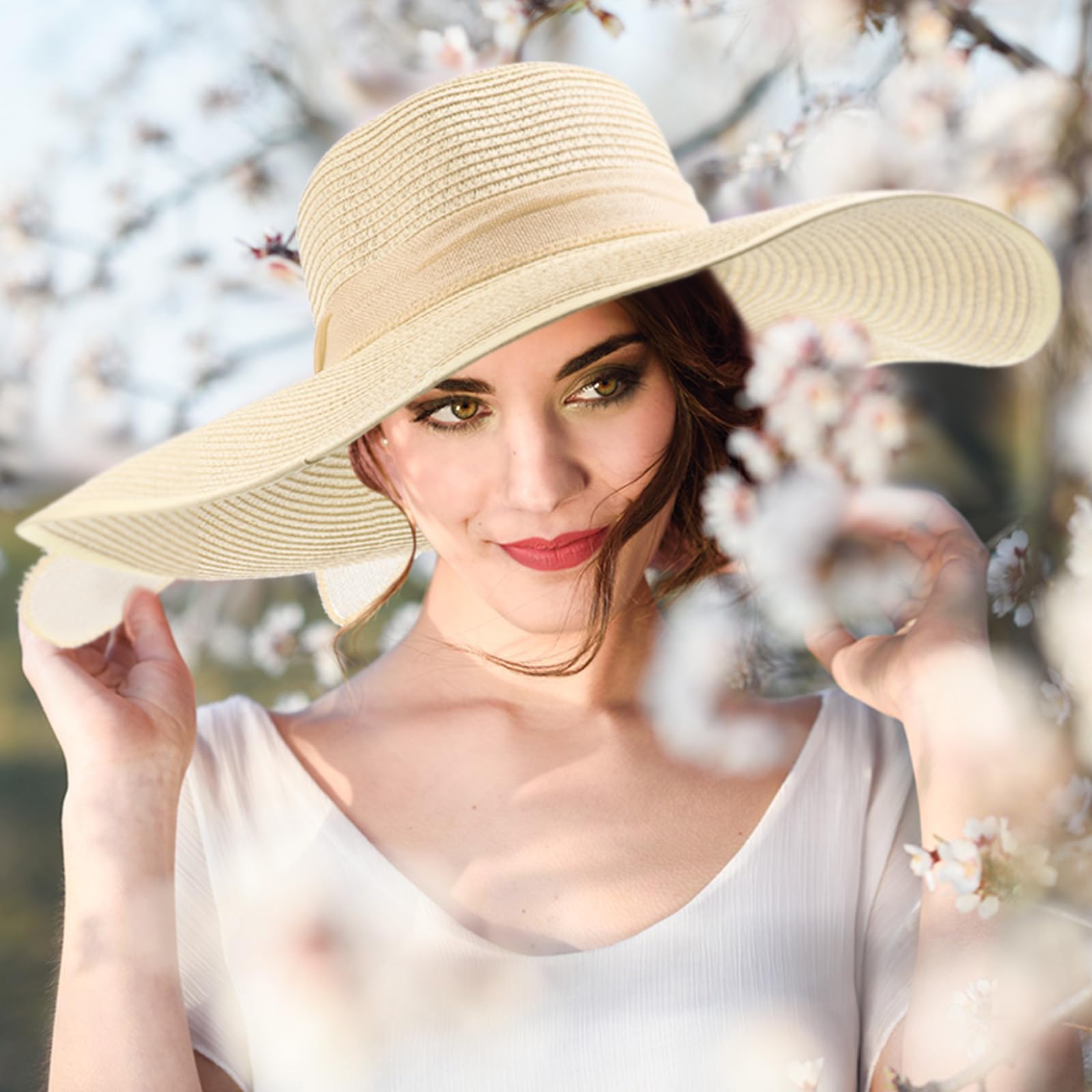 Tigeen 12 PCS Women's Wide Brim Straw Hats Floppy Sun Hat Foldable Floppy Straw Hat Multicolor Summer Beach Sun Hat UPF 50+ (Bright Color)