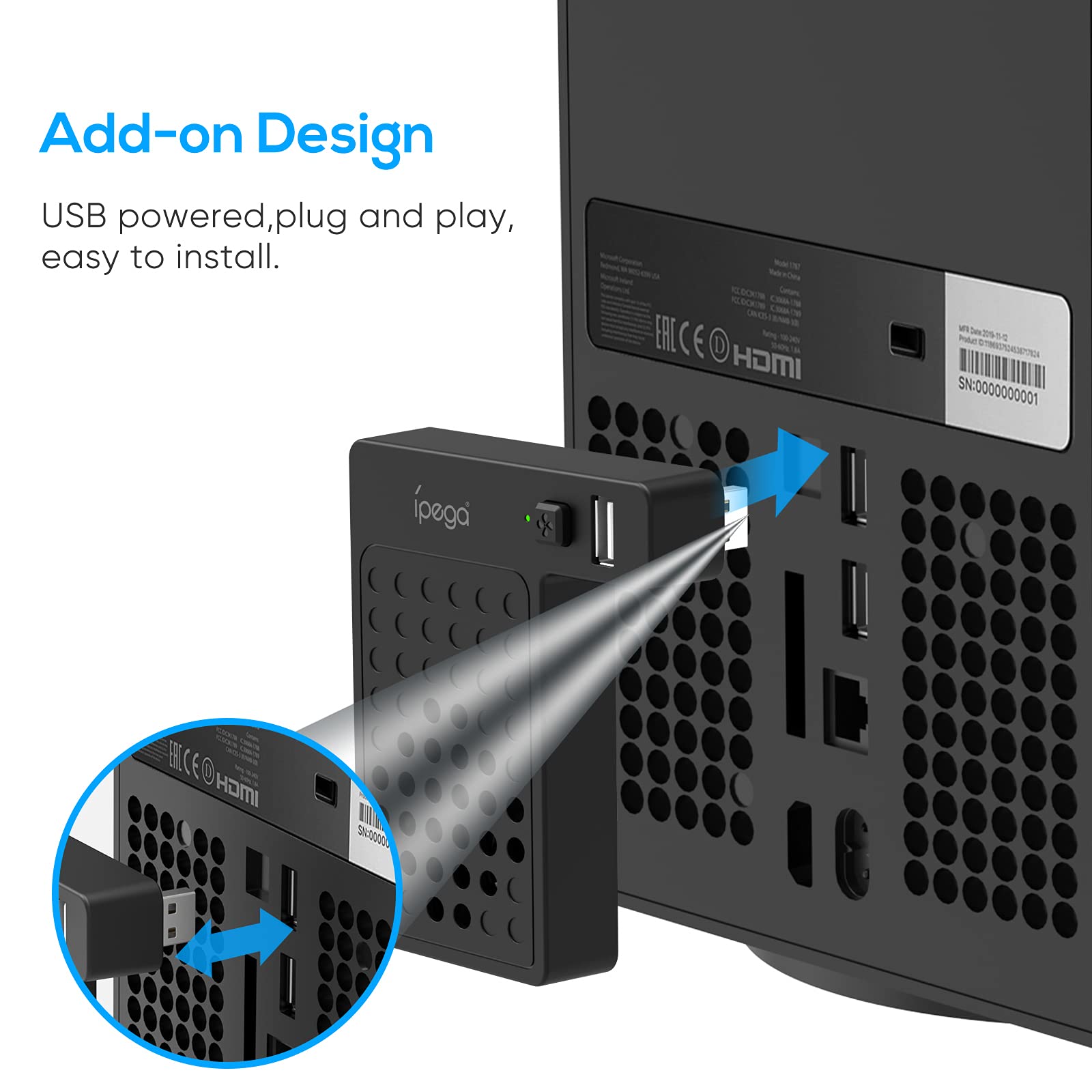 USB Cooling Fan Compatible with Xbox Series X Console, YUANHOT Cooling System Accessories with External USB Port (Only Compatible with Xbox Series X)