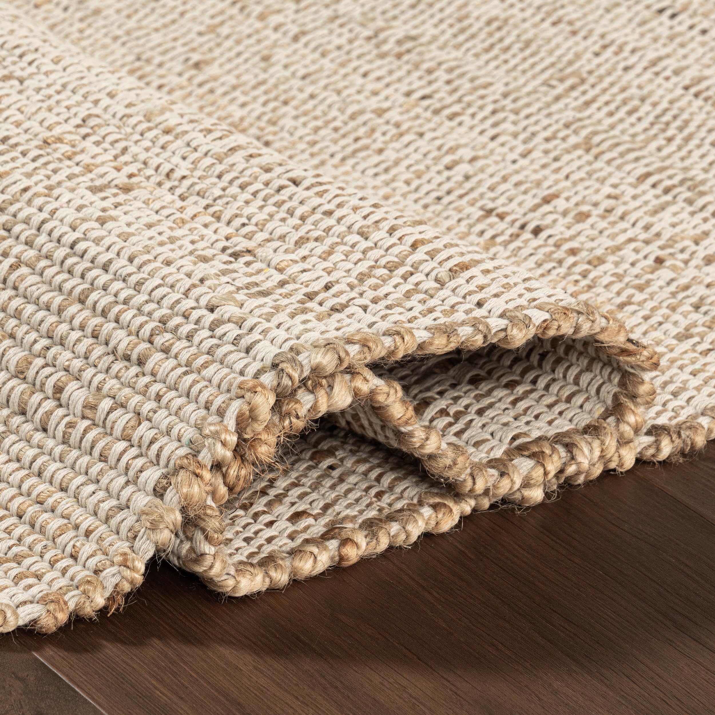 nuLOOM 2x10 Elfriede Jute & Cotton Hand Woven Area Rug, Natural, Solid Rustic Farmhouse Style, Weaved Design, Natural Fiber, For Bedroom, Living Room, Dining Room, Hallway, Office, Entryway