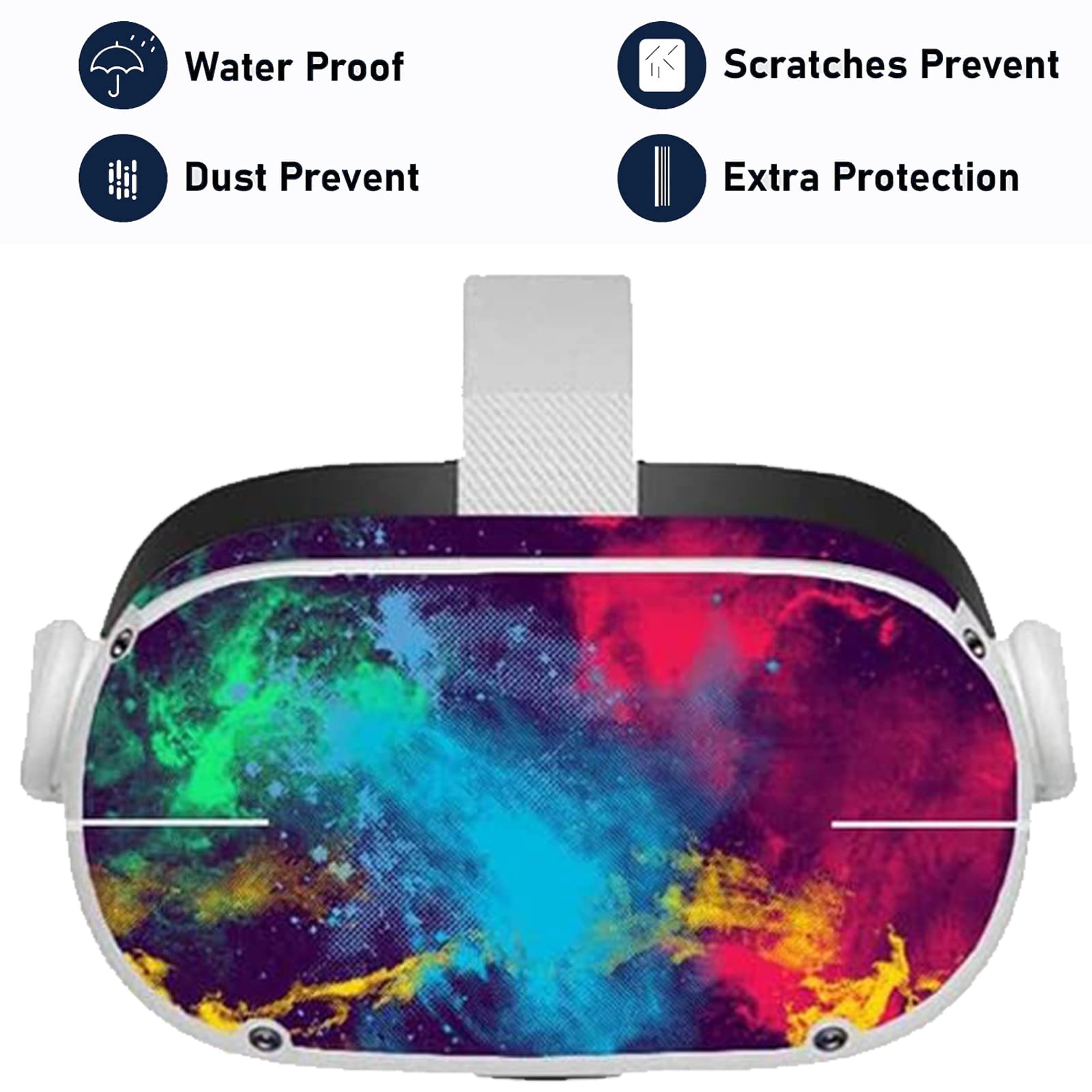 VR Skin Wrap Oculus Quest 2 Decal Skin VR Controller Stickers Vinyl Decal Stickers Skin for Oculus Quest 2 Skin Star Wars VR Headset and Controller Skin - Rainbow Color