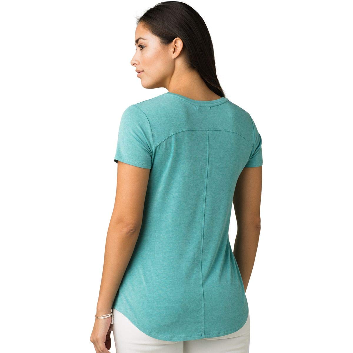 prAna Women's Foundation Short Sleeve V-Neck, Azurite Heather, X-Small