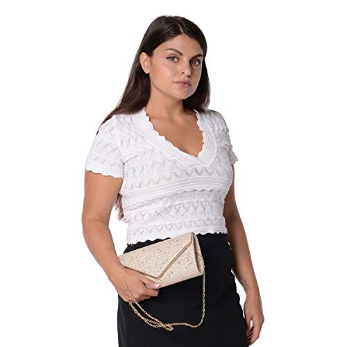 Shop LC Women Fashion Gold Polyester Envelope Wallets Clutch Evening Bag Handbag Shoulder Chain
