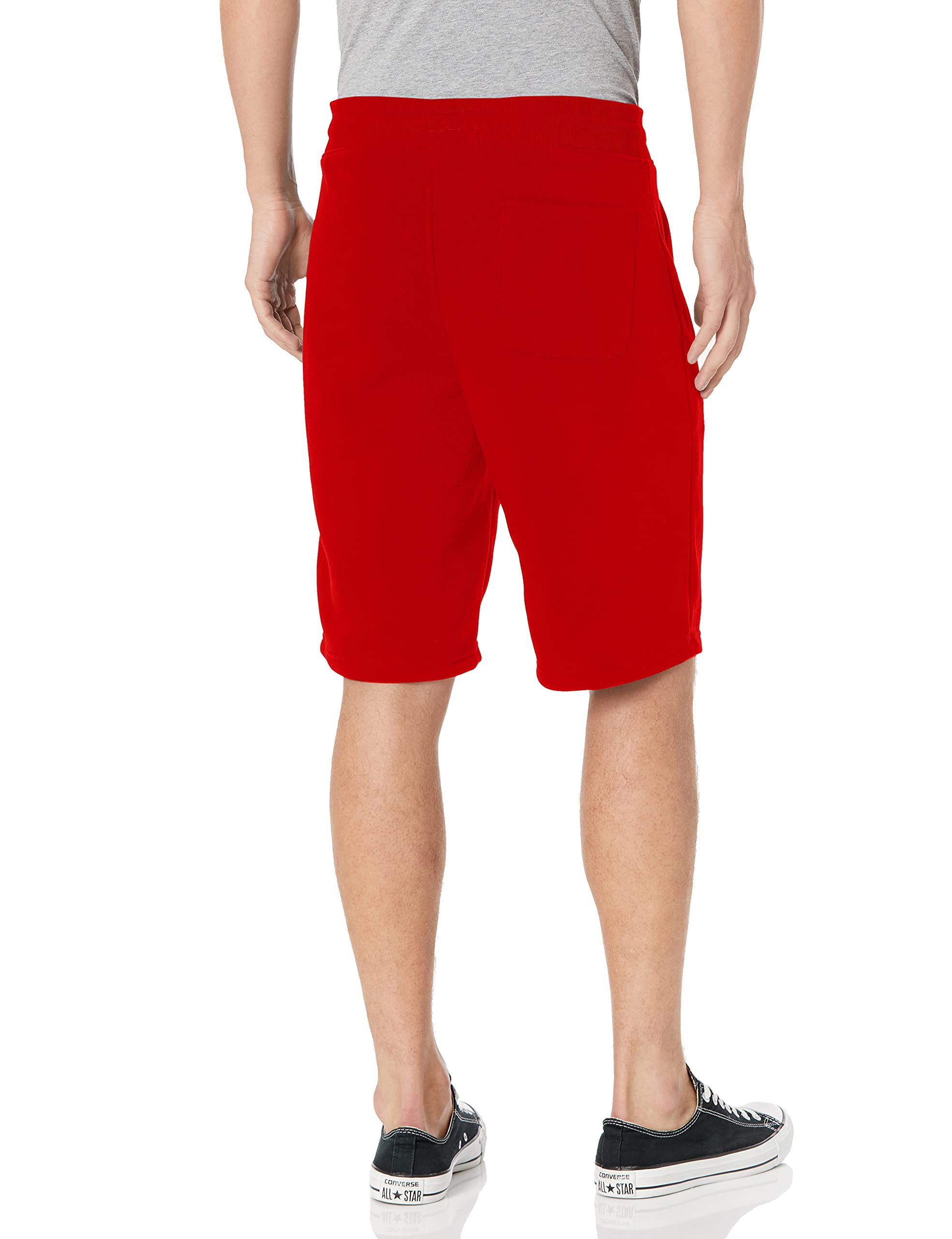 Southpole Men's Basic Cotton Jersey Shorts, Inseam 10", Drawstring, Red Fleece, X-Large