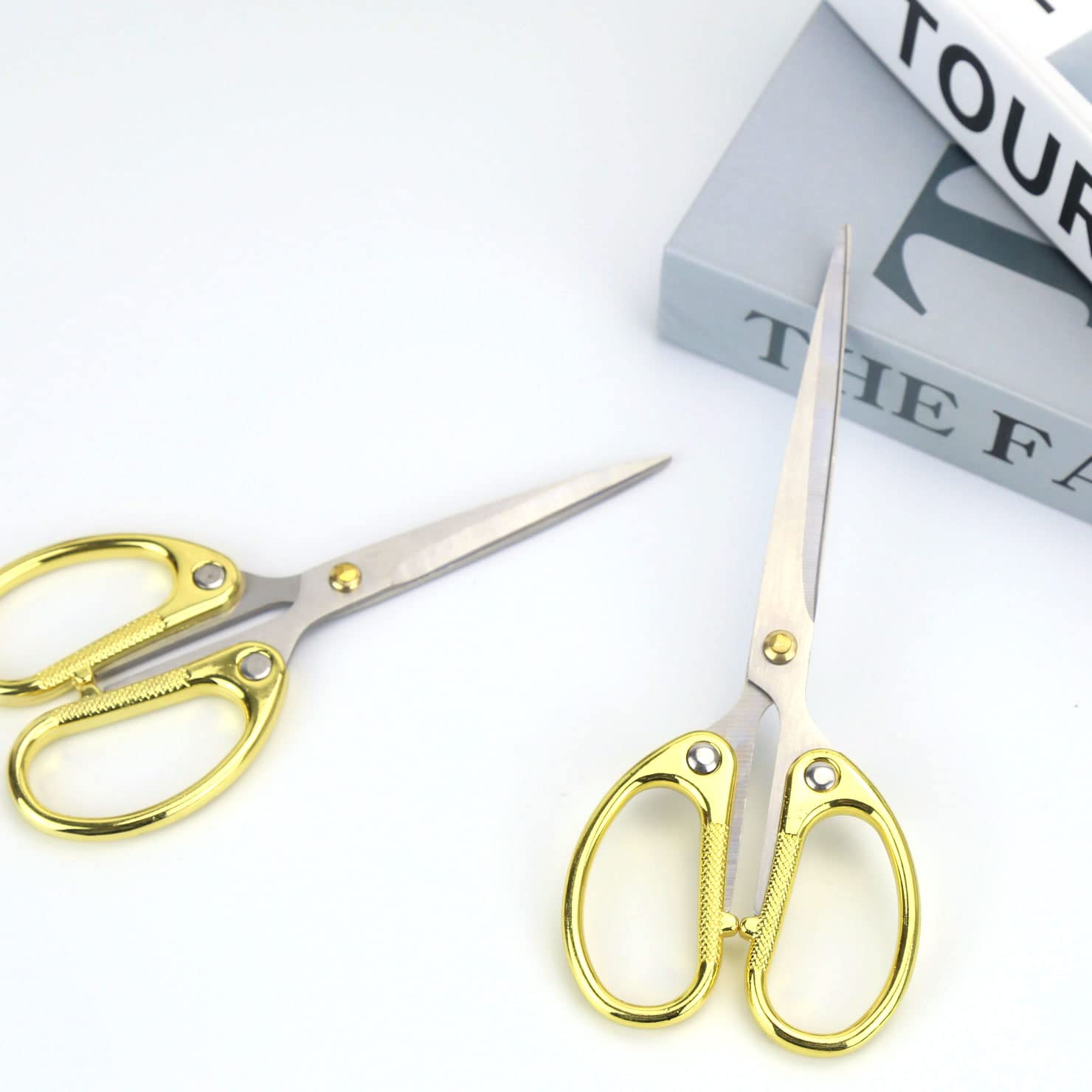 SMAROICE 2-Pack (6.2" & 5.4")Gold Scissors for Office Stainless Steel Office Scissors for desk, Multipurpose Scissors for Home Office School