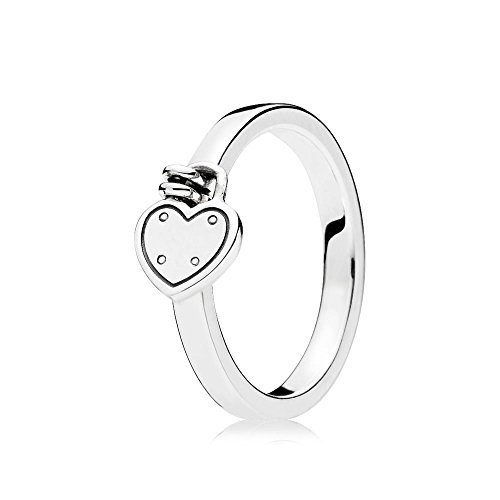 PANDORA Heart Padlock Ring, Sterling Silver 196571-52 EU 6 US