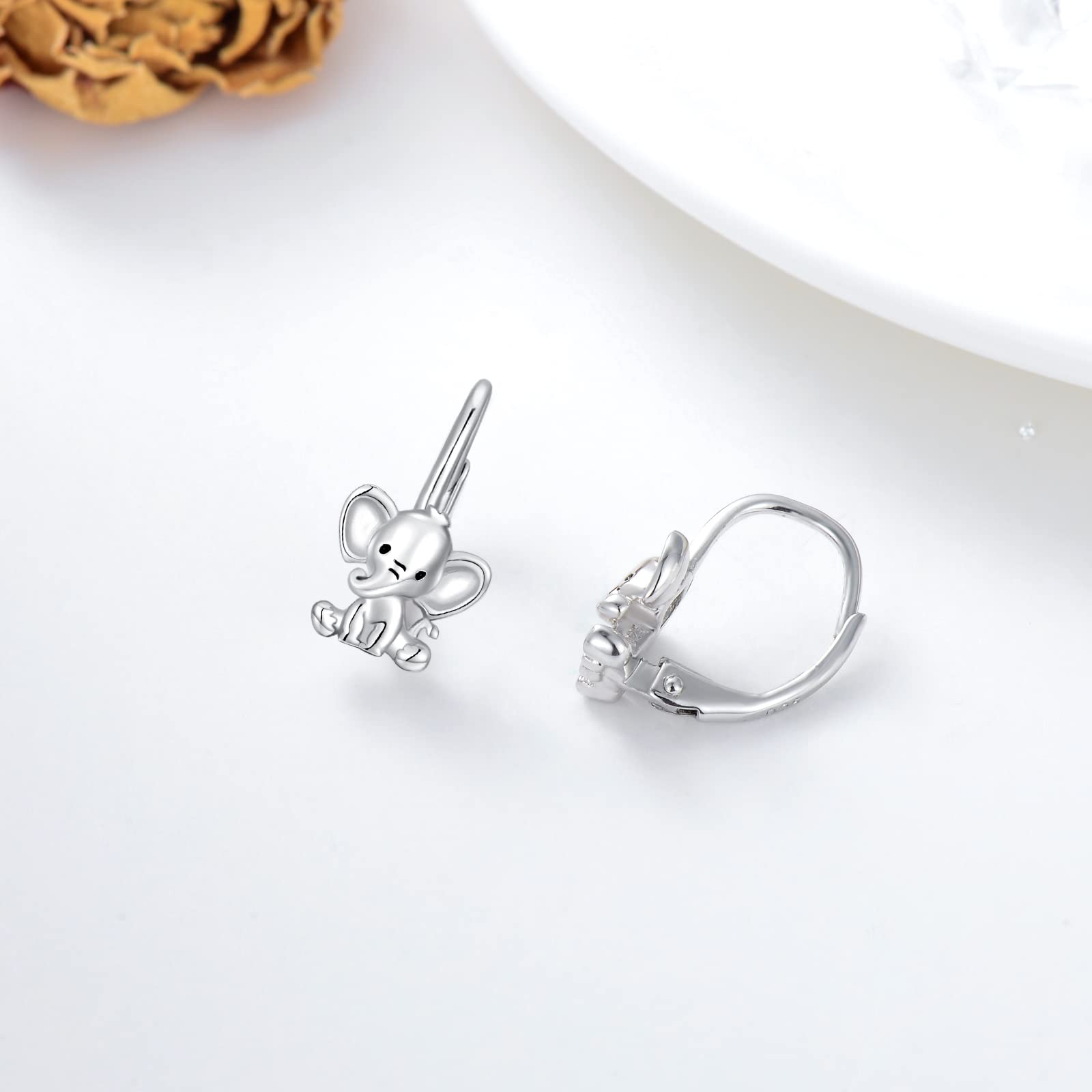Sterling Silver Elephant Hoop Earrings Elephant Gifts Elephant Jewelry for Women Hypoallergenic Earrings