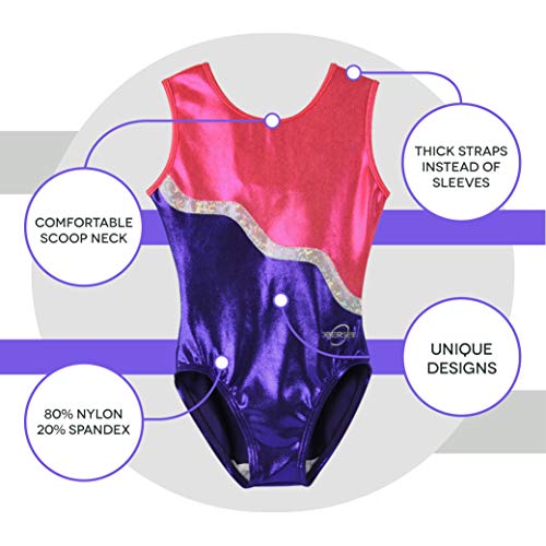 Obersee Girl's Gymnastics Leotard, Purple Ribbon, CM