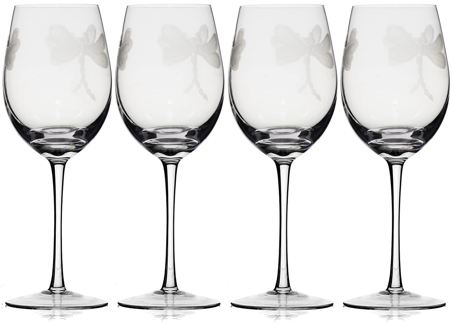 The Wine Savant Dragonfly Wine Glasses For White and Red Wine, Water or Whiskey, Each Glass Is Individually Sand Etched - Dragonfly Wine Glasses (Stemmed)