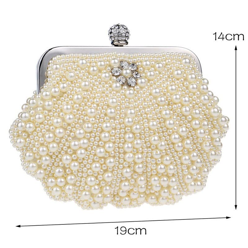 ZHUHW Shell Design Women Evening Bags Beaded Handmade Diamonds Chan Shoulder Messenger Bag Crystal Wedding Evening Bag