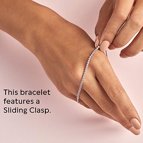 Pandora Jewelry Pink Sparkling Slider Tennis Cubic Zirconia Bracelet in Sterling Silver, 9.0"