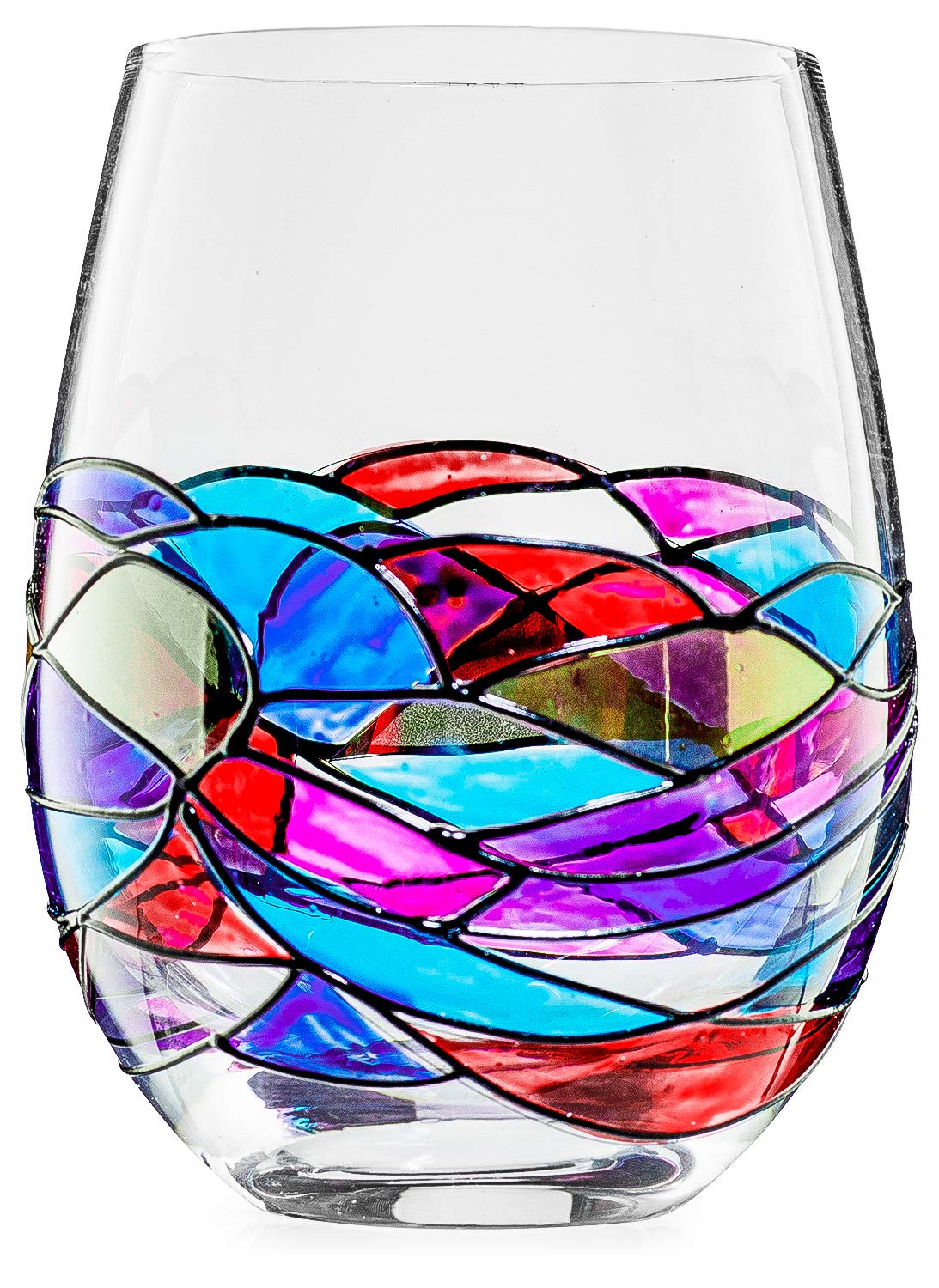 The Wine Savant Artisanal Hand Painted Glassware Gift for Mom, Wife, Friend - Artisanal Barcelona Hand Paint Whiskey & Wine Decanter Set, Renaissance Romantic Stain-glasses- Gift Multicolor