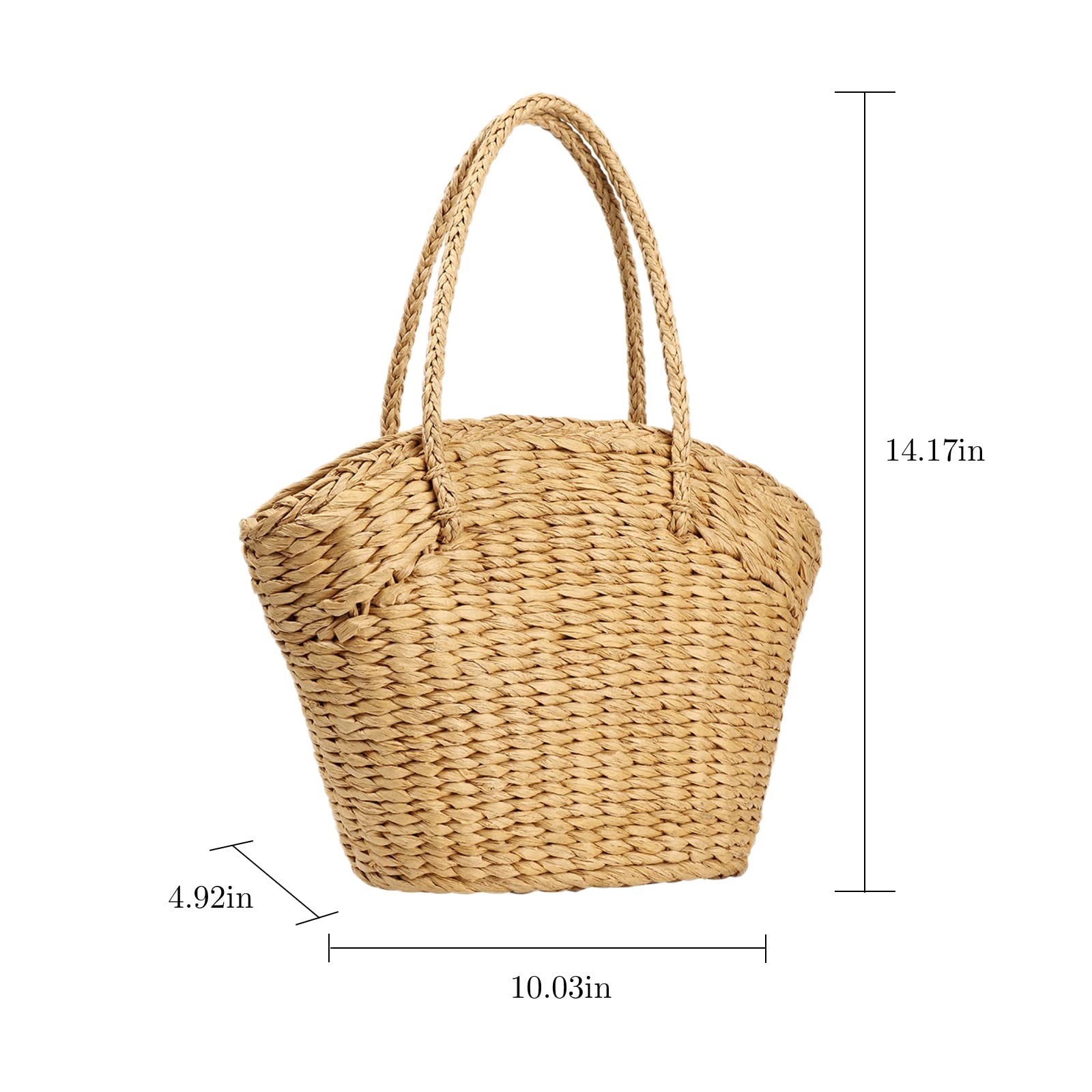 Women Straw Shoulder Bag Summer Beach Hand Woven Straw Tote Large Tote Bag (1)