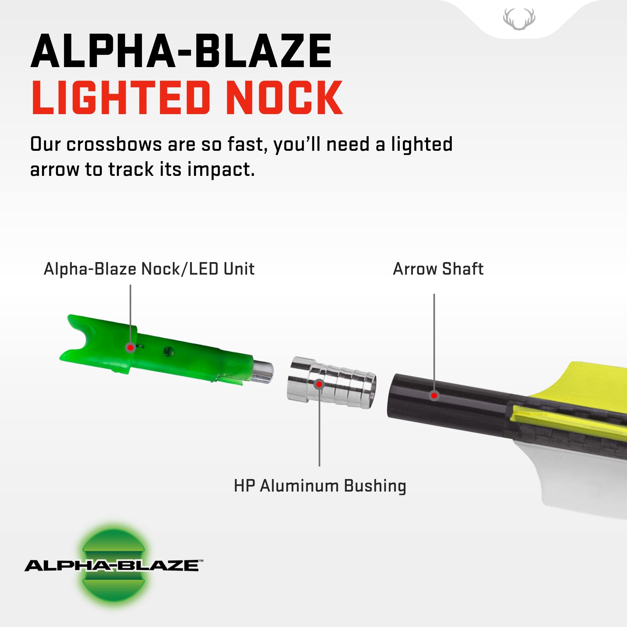 TenPoint Alpha-Blaze Lighted Crossbow Nock, Green - Pack of 3 - Fits All Wicked Ridge Arrows with HP Aluminum Bushing