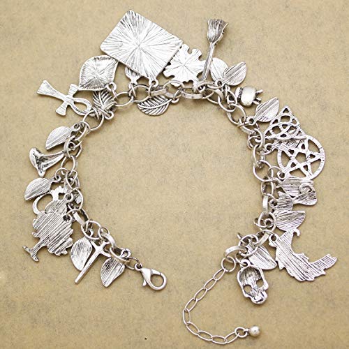 RechicGu Vintage Silver 2pcs Fairy Tale Movie Lucky Myth Charms Friendship Cuff Bangle Bracelet Wicca Gift