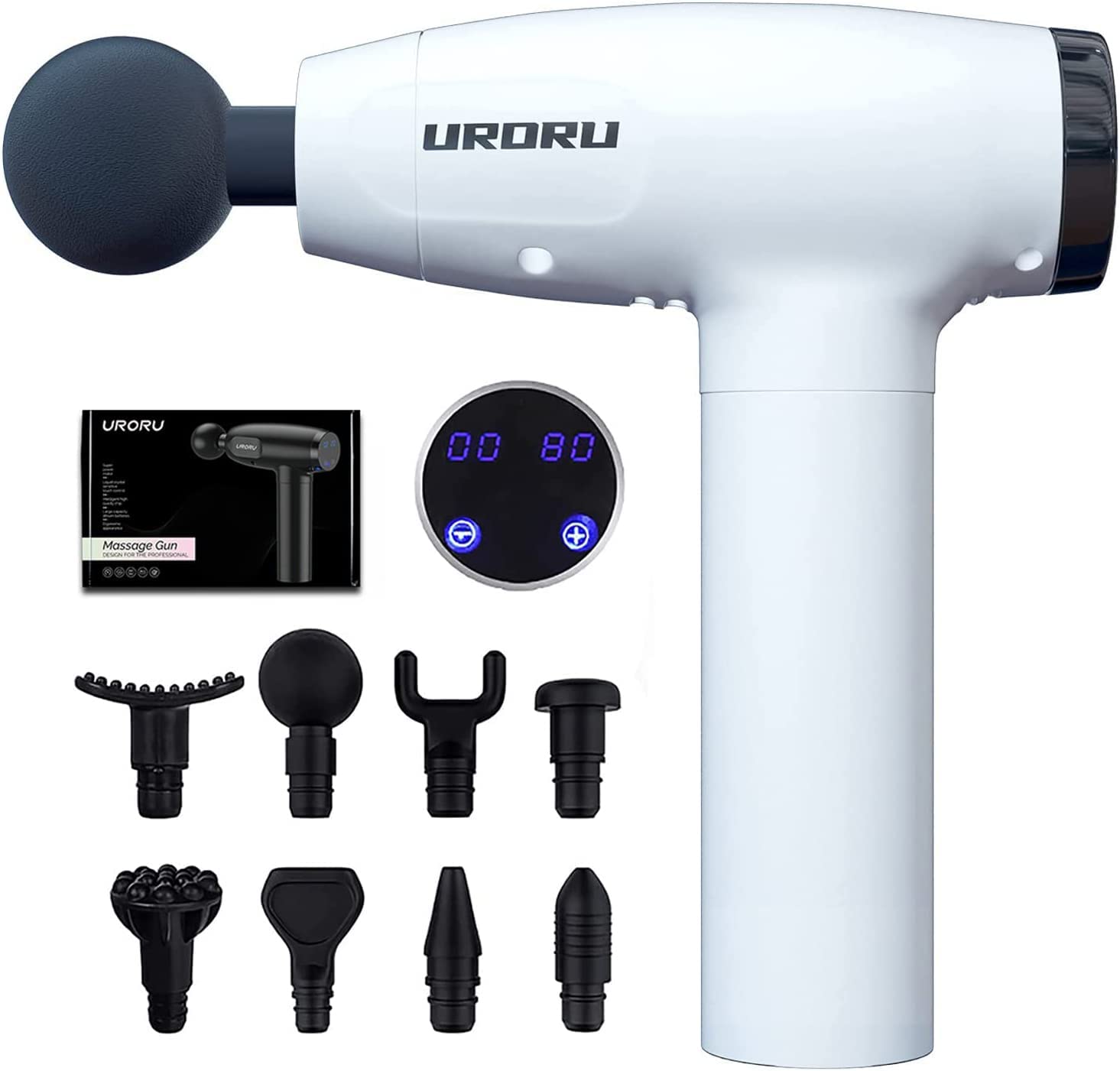 URORU Massage Gun Deep Tissue Massager Back Massager for Athletes Portable Body Muscle Massager Professional Lightweight andheld Deep Tissue Massager White