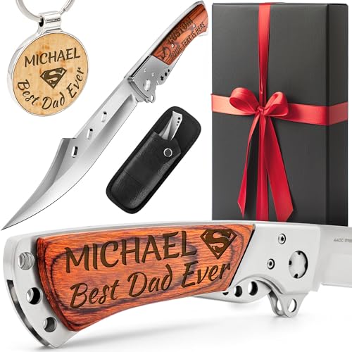 Personalized Gift for Men - Customized Pocket Knife - Custom Engraved Knives - Engraved Gifts for Dad Husband - Gift Idea for Birthday Christmas Valentine's Day Anniversary Stocking Stuffers 4172 PS