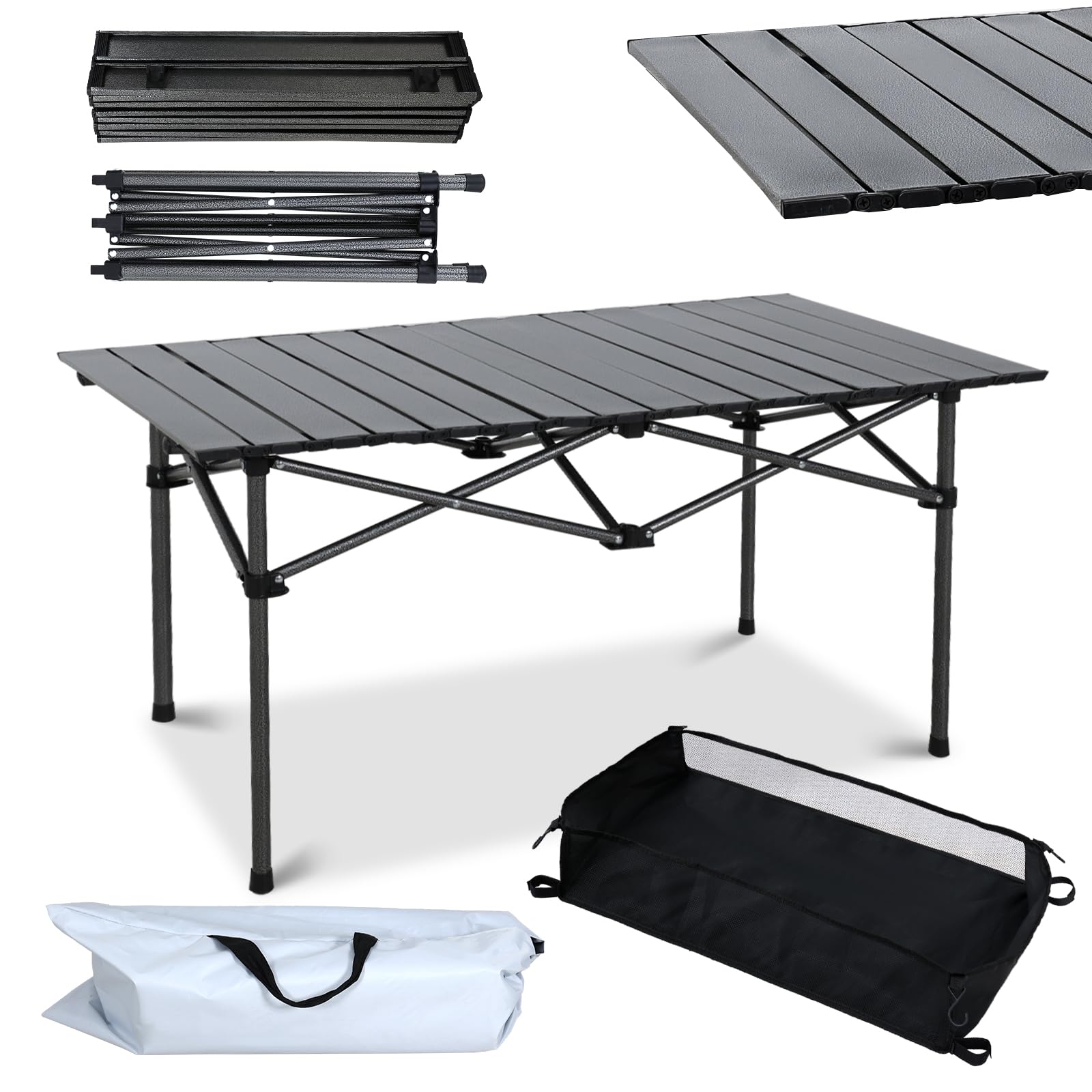 YUSING Folding Camping Table, Portable Table Beach Table with Carrying Bags for Outdoor Camping, Hiking, Picnic, Beach, Fishing, Backpacking, BBQ, RV (47.2x21.7x26.8)