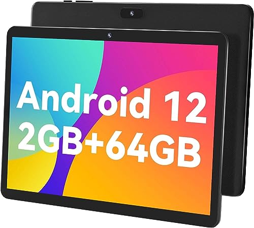 SGIN 10.1 Inch IPS Display Tablet with 2GB RAM 64GB ROM, Android 12 Tablets with Quad-Core A133 1.6Ghz Processor, Dual Camera, Bluetooth, WiFi, GPS, 5000mAh, Black