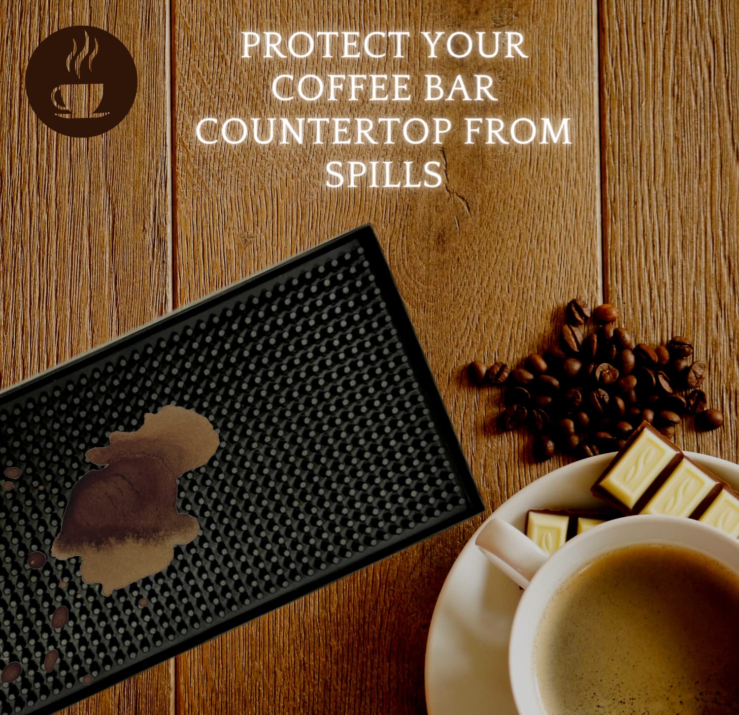 SYOLOS 1 piece Premium Bar Mat 18 x 12 inches - Versatile and Durable Bar Mats for Countertop, Coffee Bar Mat, Glass Drying Mat - Non Toxic Bar Spill Mat