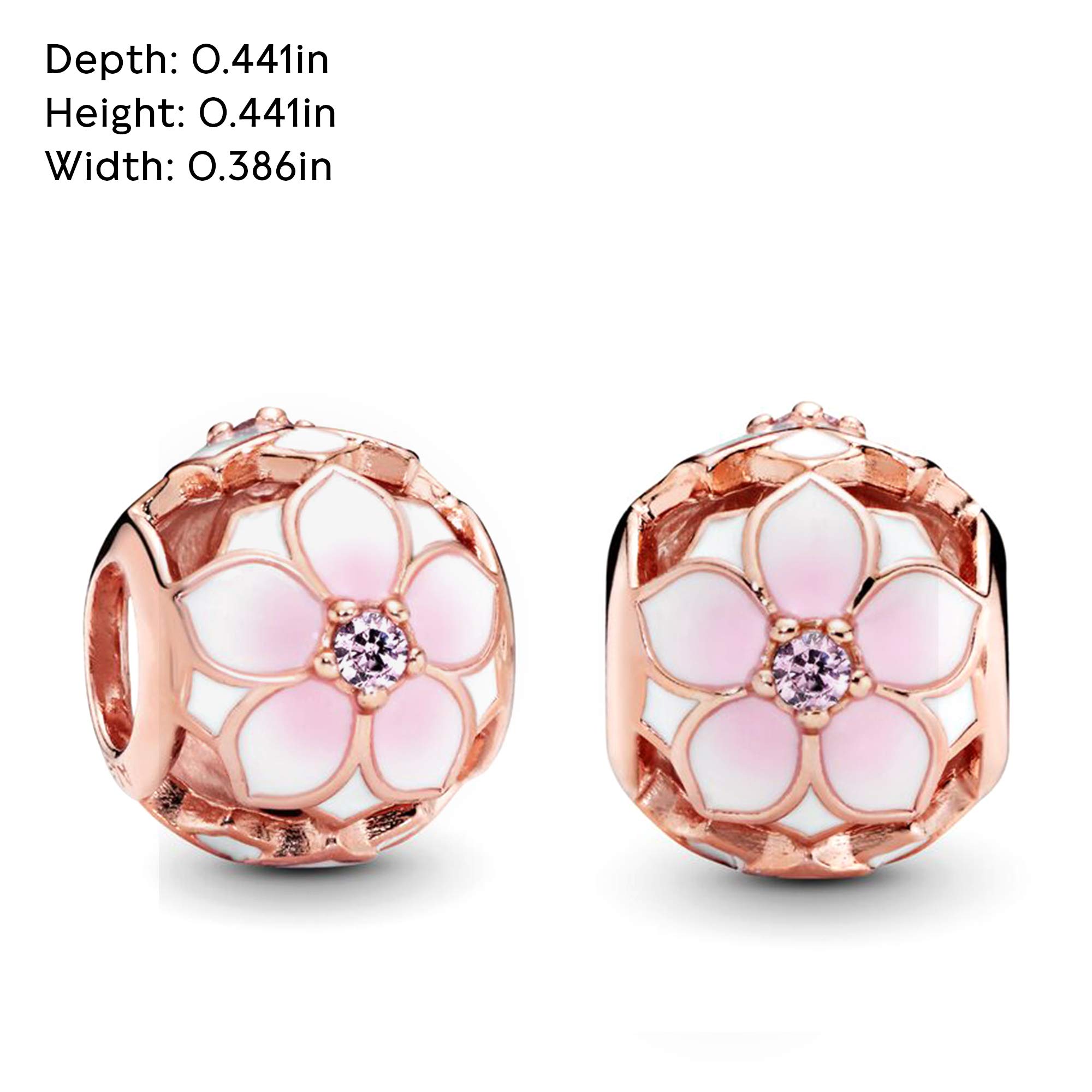 PANDORA Jewelry Openwork Pink Magnolia Bloom Crystals Charm in Rose