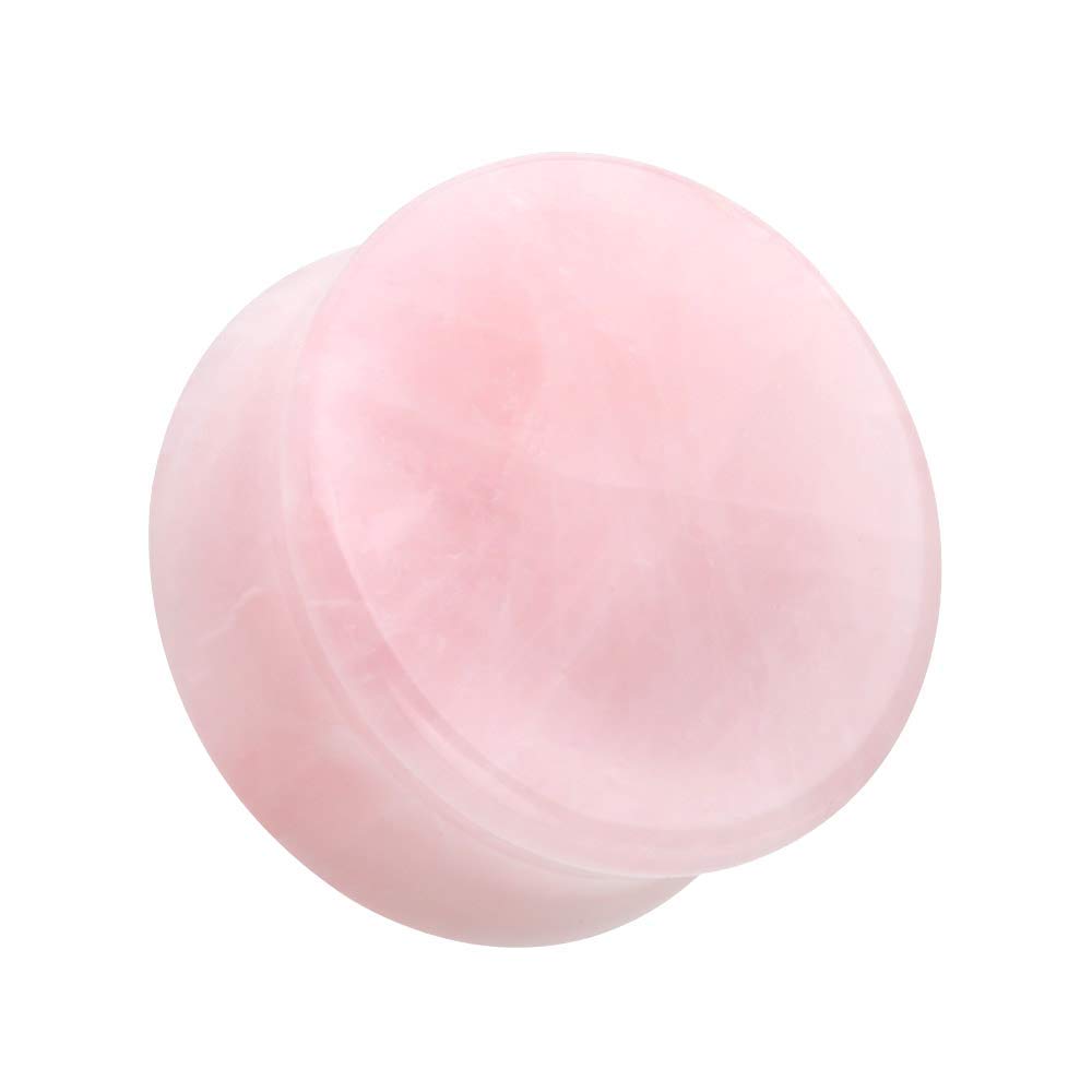 Pink Rose Quartz Natural Stone Double Flared Ear Gauge WildKlass Plug (3/4" (19mm))