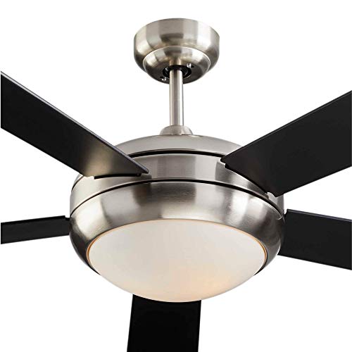 NOMA Ceiling Fan with Light | Dimmable Ceiling Fan with Remote | Black Finish, Nickel, 52-Inch