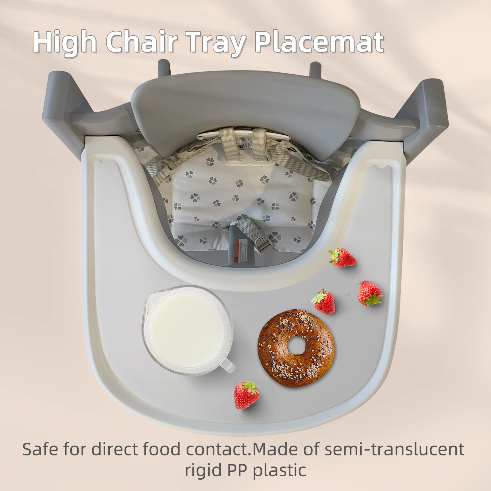 Smooth High Chair Hard Tray Mat Placemat for Stokke Tripp Trapp Chair - Solves Suction Plate Adhesion Issues with Sticky Dots